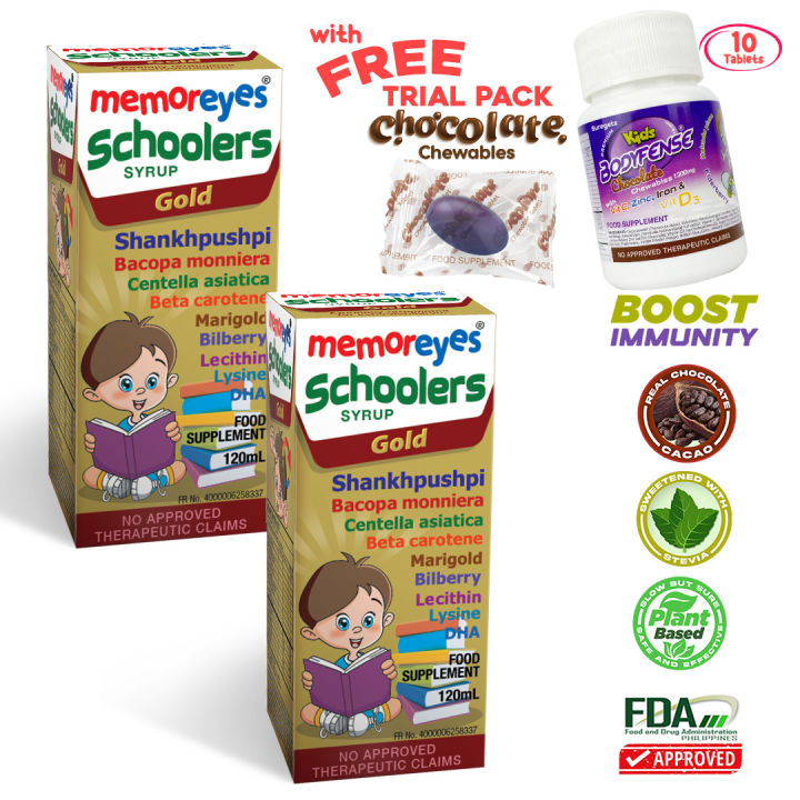 2 Memor Eyes Schoolers Gold Syrup 120ml Brain & Eye Supplement Memory ...