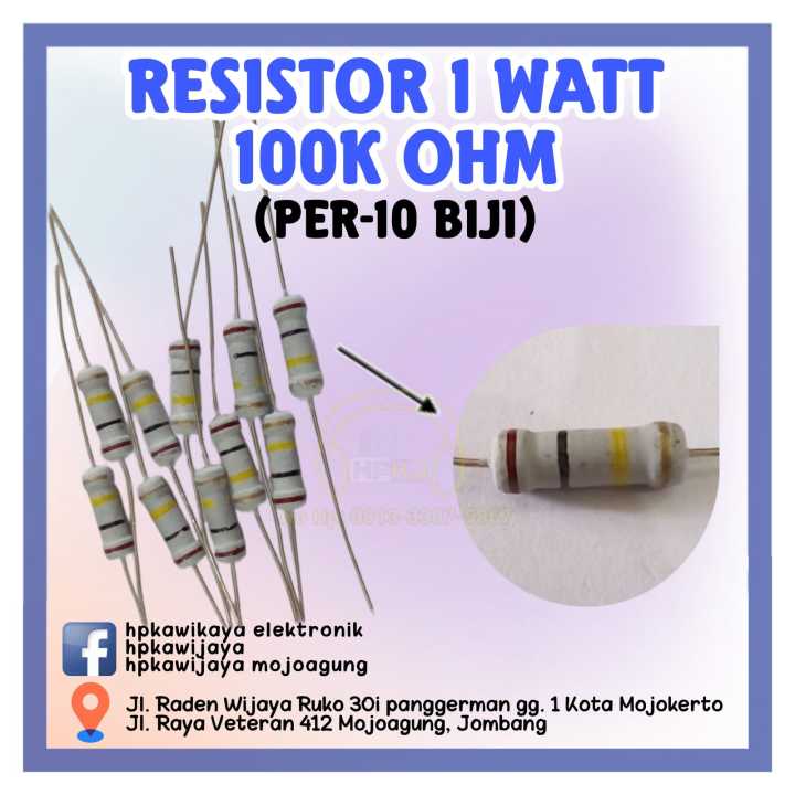 ( 10PCS ) RESISTOR 1 WATT 100K OHM 1watt 100Kohm R 1 watt 100K ohm ...