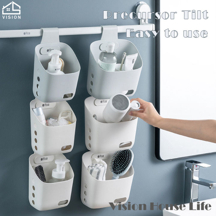 Vision Bathroom Hanging Basket Kitchen Storage Basket Plastic Hole Free ...