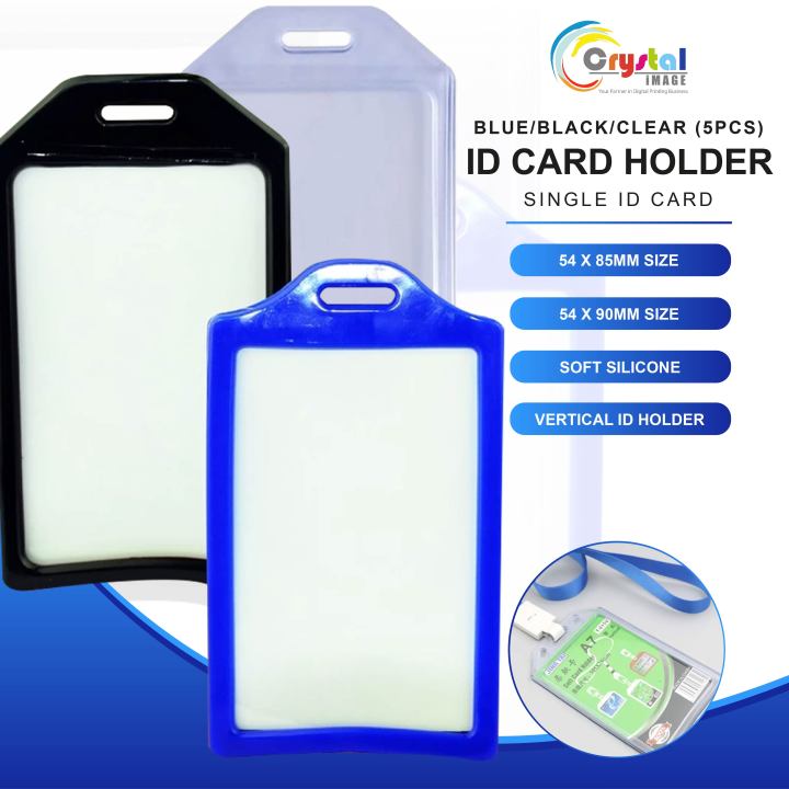 Single ID Card Holder (5PCS set) (Black / Blue / Transparent) / Silicon ...