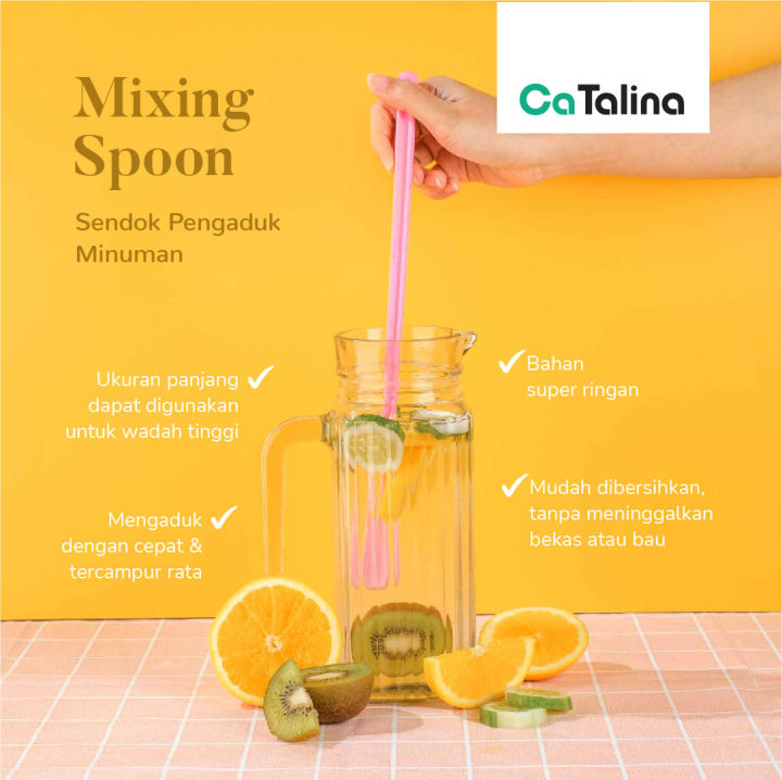 Sendok Panjang Pengaduk Minuman / Pengaduk Salad / Cocktail Mixing ...