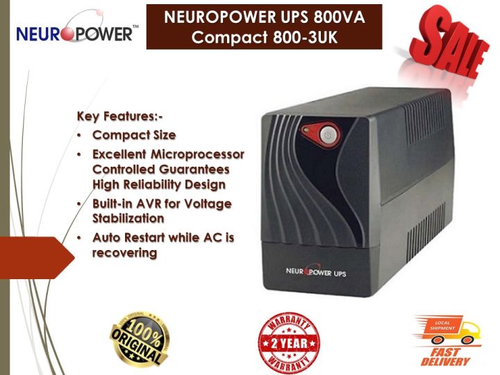 NEUROPOWER UPS 800VA Compact 800-3UK Line Interactive UPS Comprehensive Power Backup Battery ...