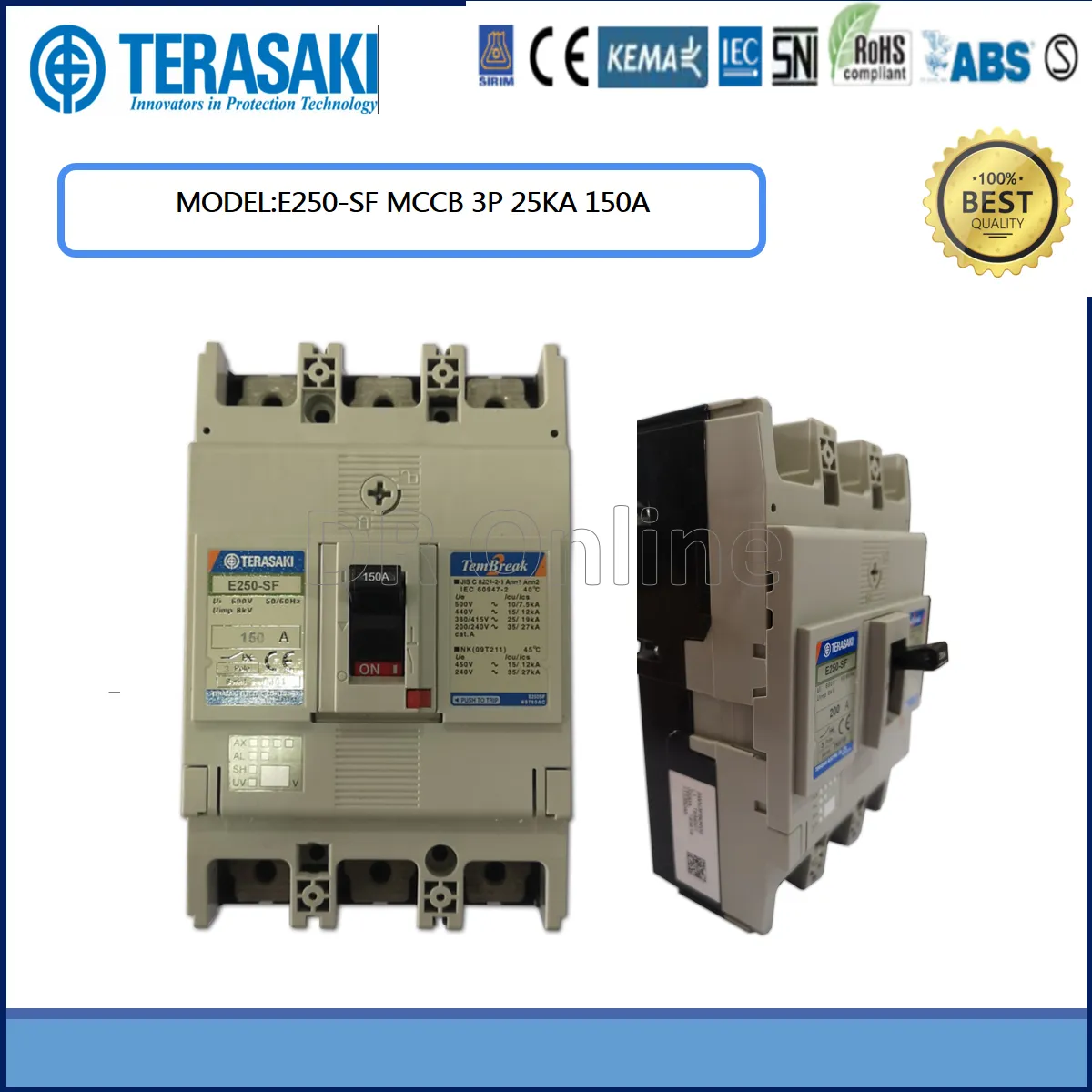 TERASAKI MCCB 3POLE MOULDED CASE CIRCUIT BREAKER ( MCCB ) 3P 25KA 150A ...