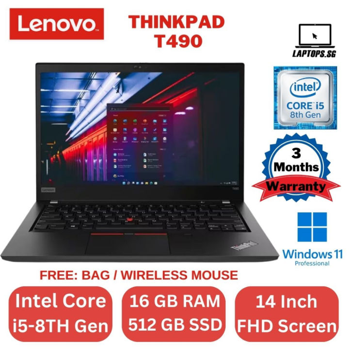Lenovo ThinkPad T490 Refurbished Laptop | Intel Core i5 8th Gen | 16GB ...