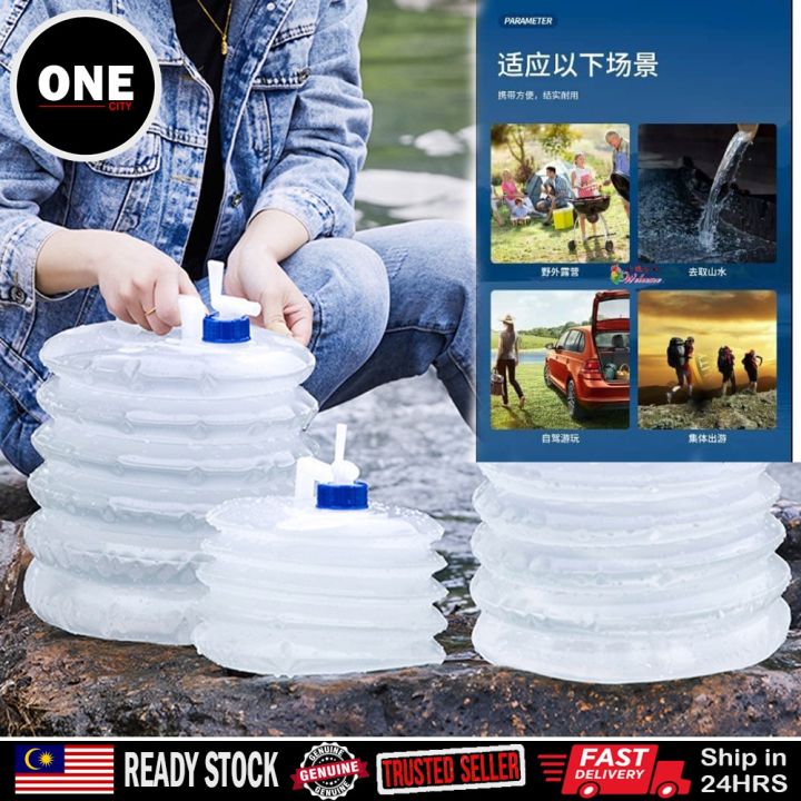 onecity.PE folding water bag shrink bucket food grade outdoor portable water bottle car hiking ...