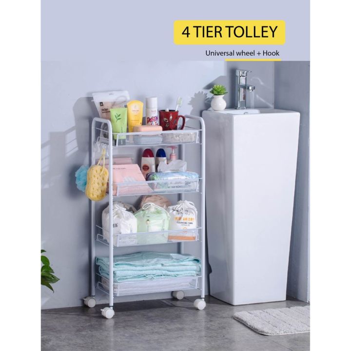 masterborong 4 Tier Multipurpose Storage Rack Trolley Rack with Wheel 🔥 ...