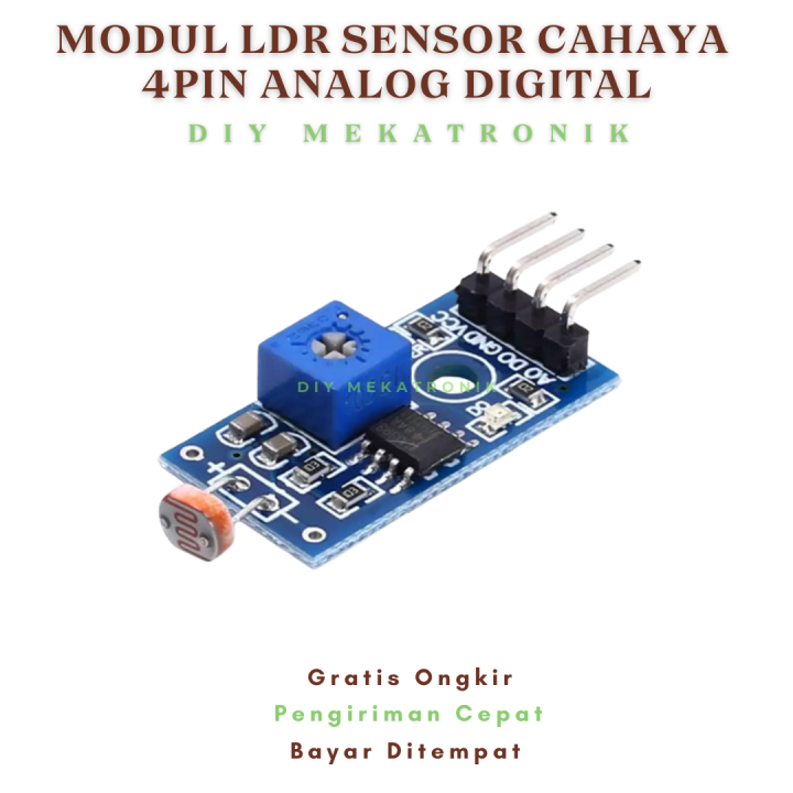 Modul LDR Sensor Cahaya 4Pin Analog Digital For Arduino Uno Mega 4 Pin ...