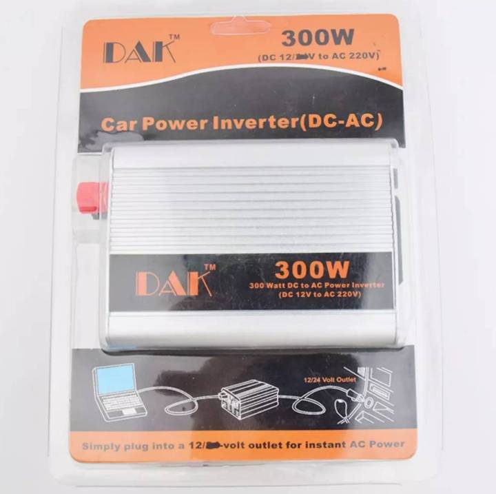 เครื่องอินเวอร์เตอร์แปลงไฟ DAK 12V-300w POWER INVERTER 12V DC เป็น 220V AC ขนาด 300W | Lazada.co.th