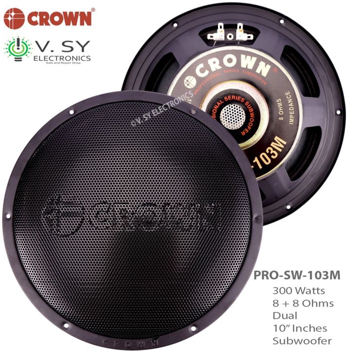 2020 Original Crown PRO-SW-103M 300W 8 Ohms 10 inches Dual Professional ...