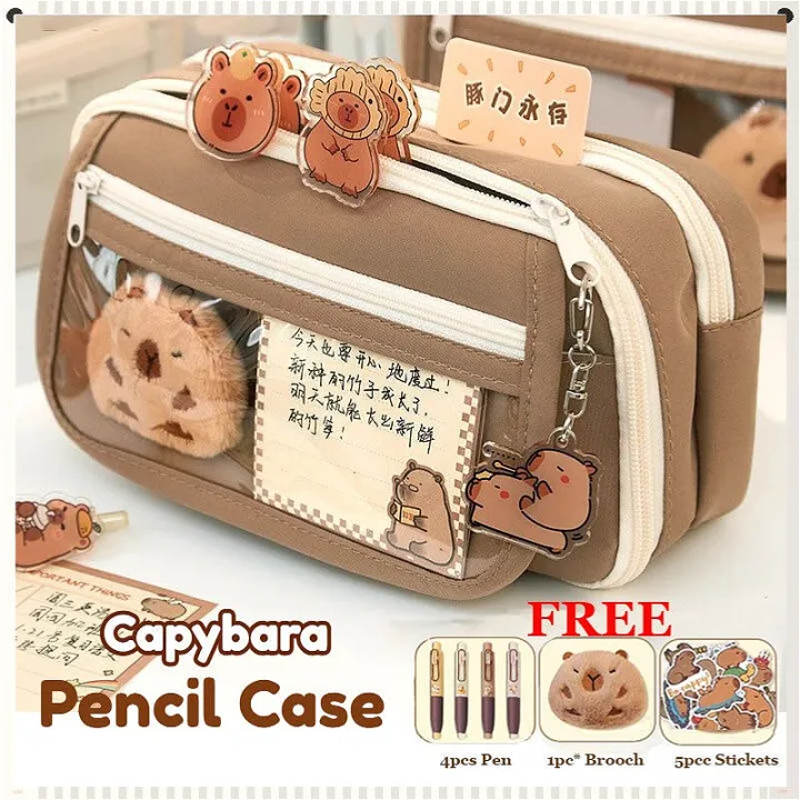 【Dimama】กล่องดินสอ Capybala ความจุขนาดใหญ่ บรรจุเครื่องเขียน การ์ตูน ของขวัญนักเรียนสติ๊กเกอร์ ...