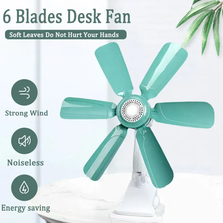 Desk Clip Fan 6 Blades Super Quiet Strong Cooling Portable Fan for Home ...