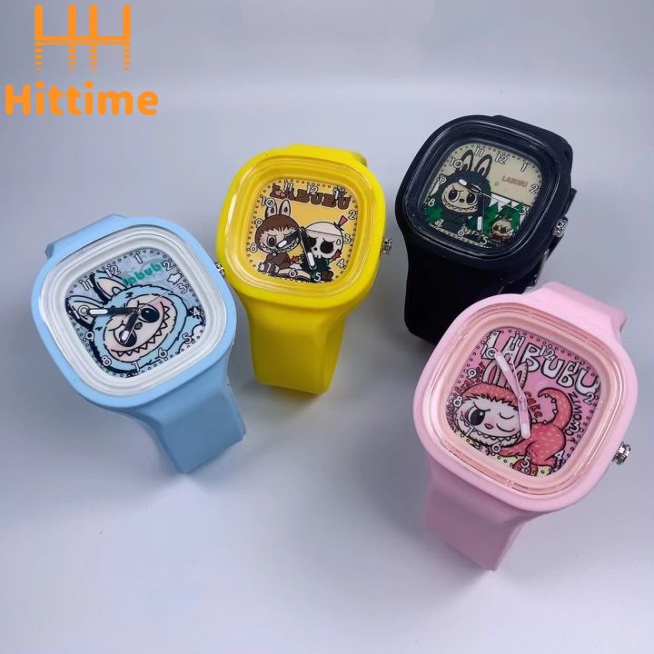 Hittime New Square Silicone Cartoon Labubu Quartz Watch | Lazada