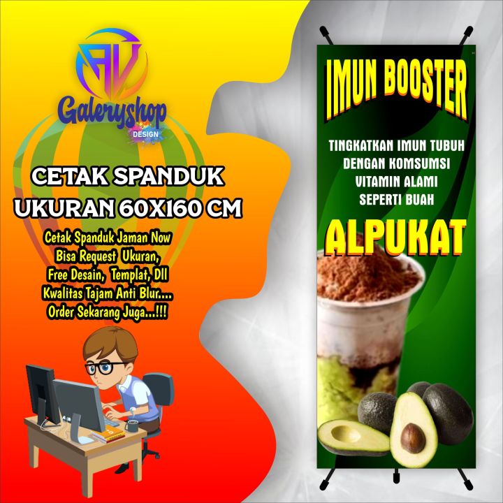 mmt, spanduk, banner, alpukat kocok, dll ukuran 60x160 cm custom ...