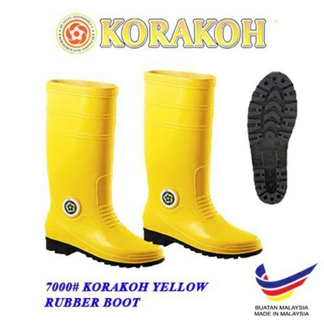 Kasut getah kuning#yellow rubber boot#korakoh#construction boot#rain ...