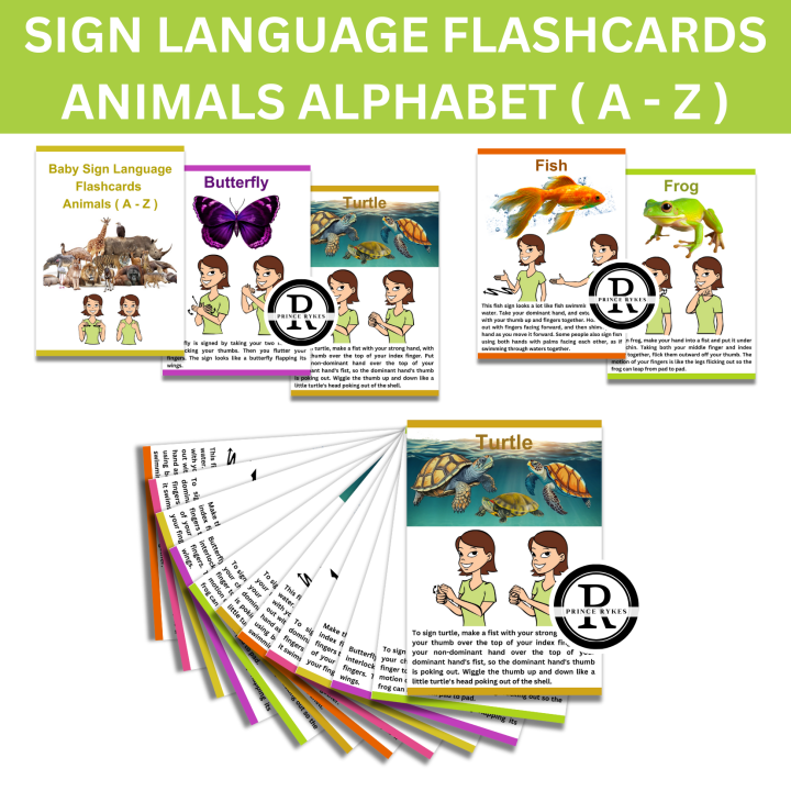 ANIMALS SIGN LANGUAGE FLASHCARDS ASL , ALPHABET A-Z SIGN FLASH CARDS ...