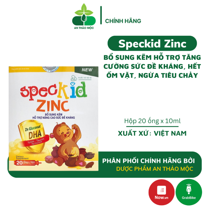 Speckid zinc Hộp 20 ống bổ sung kẽm hỗ trợ nâng cao sức đề kháng cho bé ...