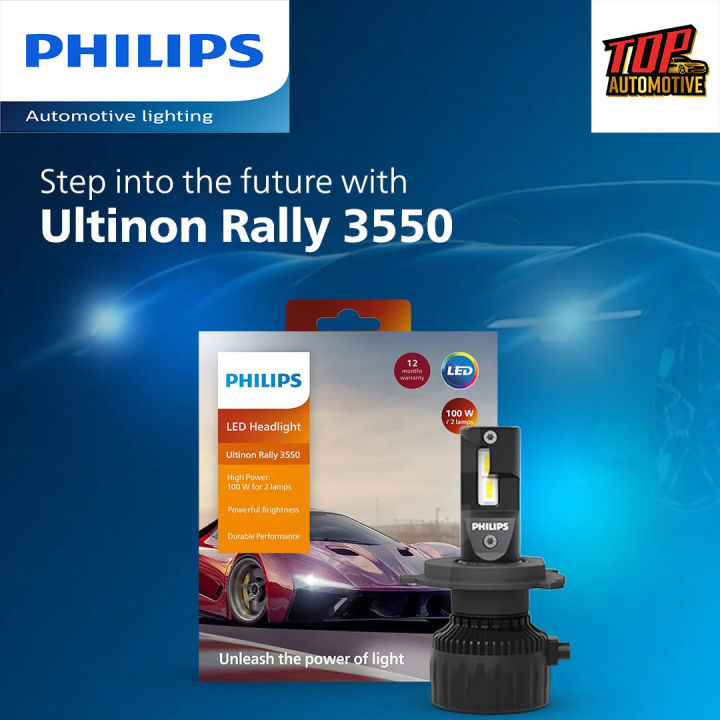 Philips Ultinon Rally 3550 HL-LED ALL NEW 2023 กำลังไฟ 50W ความสว่าง 4500 Lumen ขั้ว H4 , H7 ...