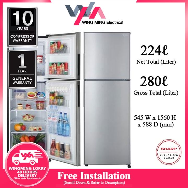 Sharp 280L Refrigerator 2 Door/Peti Ais 2 Pintu SJ285MSS Peti Sejuk ...