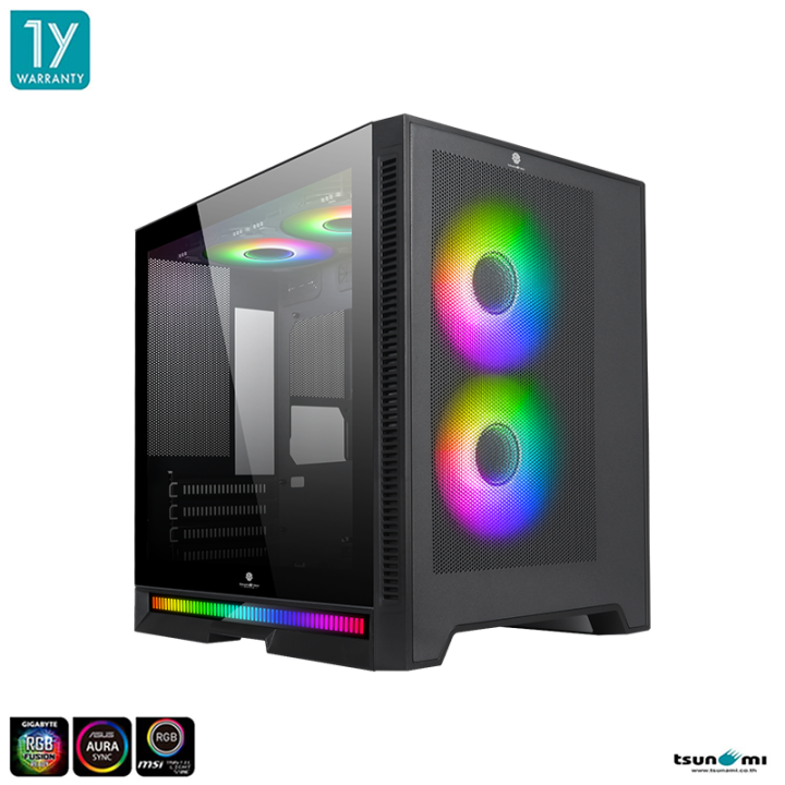 เคสคอมพิวเตอร์ Tsunami Mirage 1000 Tempered Glass M-ATX Gaming Case ...