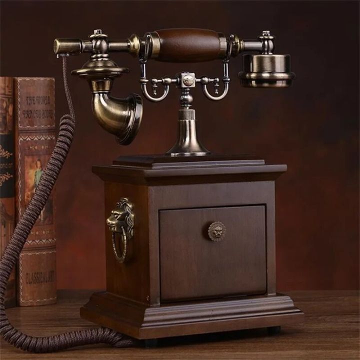 Retro Quadrate Landline Telephone Home House Office Hotel Made Of Wood ...