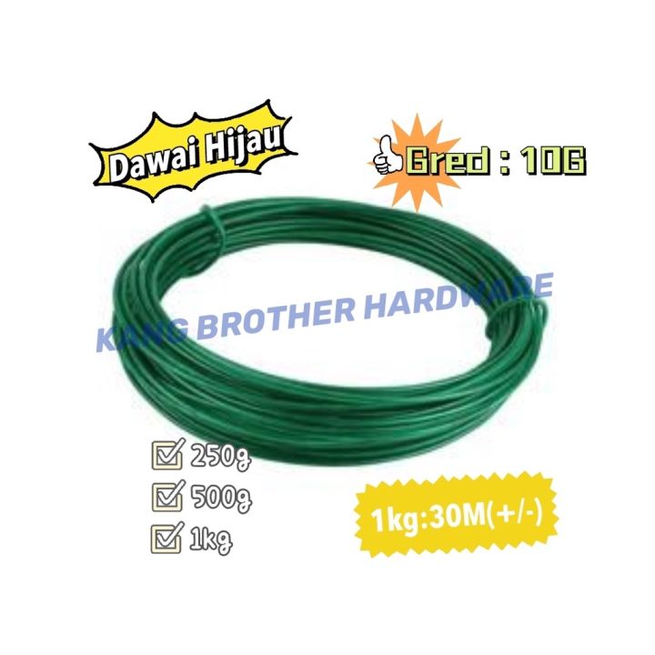 [250g/ 500g/ 1KG] 10G Green PVC Coated Wire /Dawai Hijau /Dawai ...