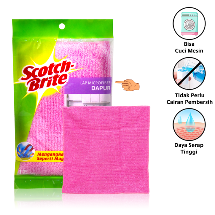 3M™ Scotch-Brite® Lap Microfiber Dapur, Efektif mengangkat kotoran debu ...