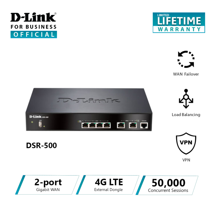 D-Link DSR-500 Dual WAN 4-Port Gigabit VPN Router | Lazada.co.th