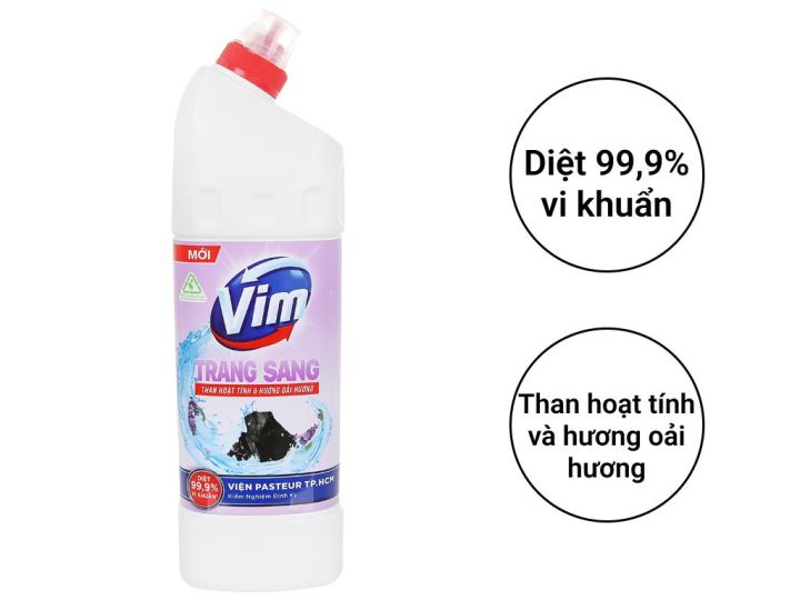 Vim tẩy bồn cầu trắng sáng chai 870ml than hoạt tính và hoa oải hương ...