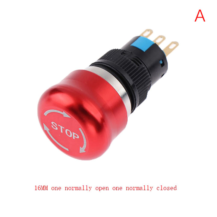 LEI 16mm 19mm 22mm Emergency Stop Metal Button Mushroom Head Push ...