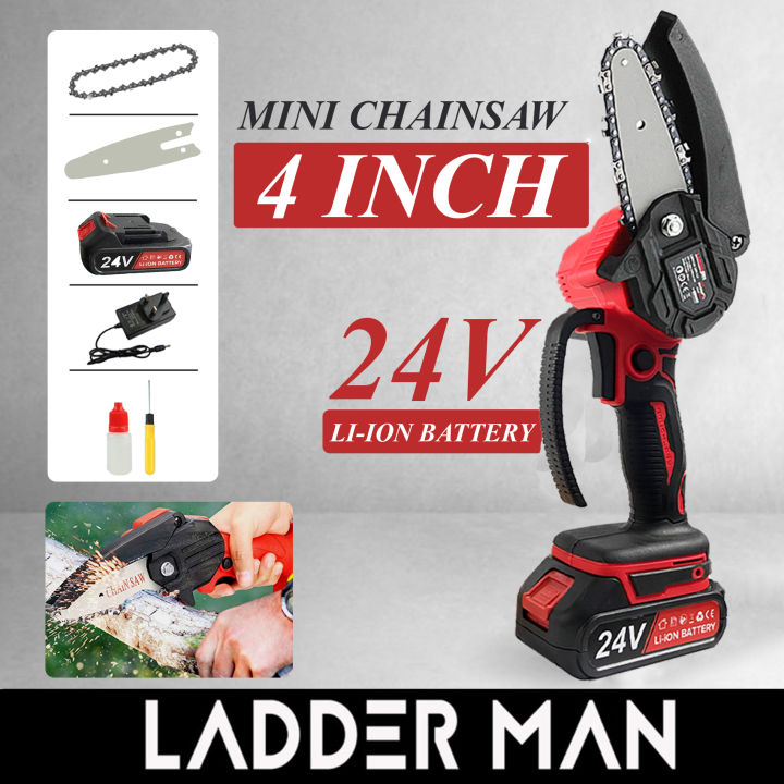 4 INCH MINI CHAINSAW CORDLESS PORTABLE ELECTRIC RECHARGEABLE LI-ION ...