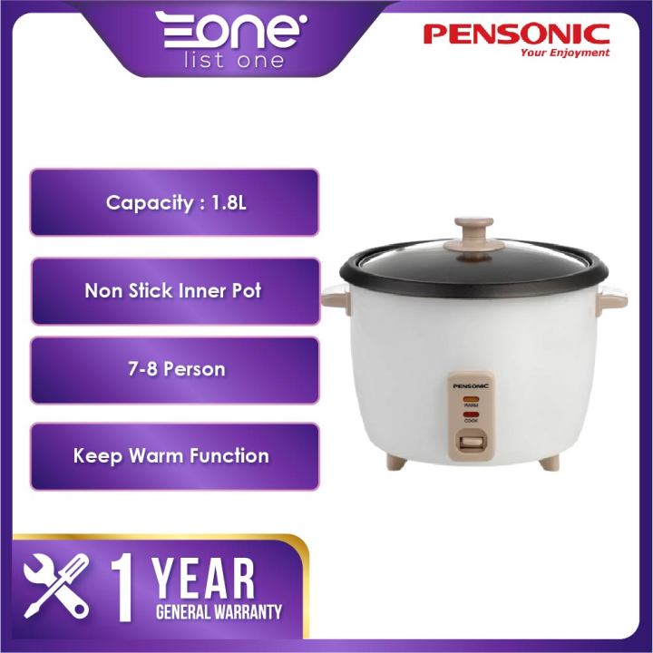 Pensonic Conventional Rice Cooker With Glass Lid 1.8L PRC-18E | 1.5L ...