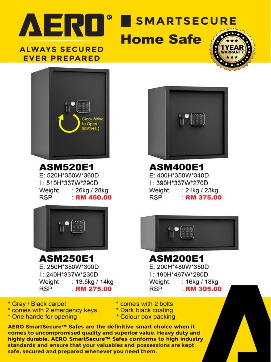 Aero ASM200E1 SAFE BOX ( FIRE PROOF) ,PETI SAFETY ,SECURITY BOX | Lazada