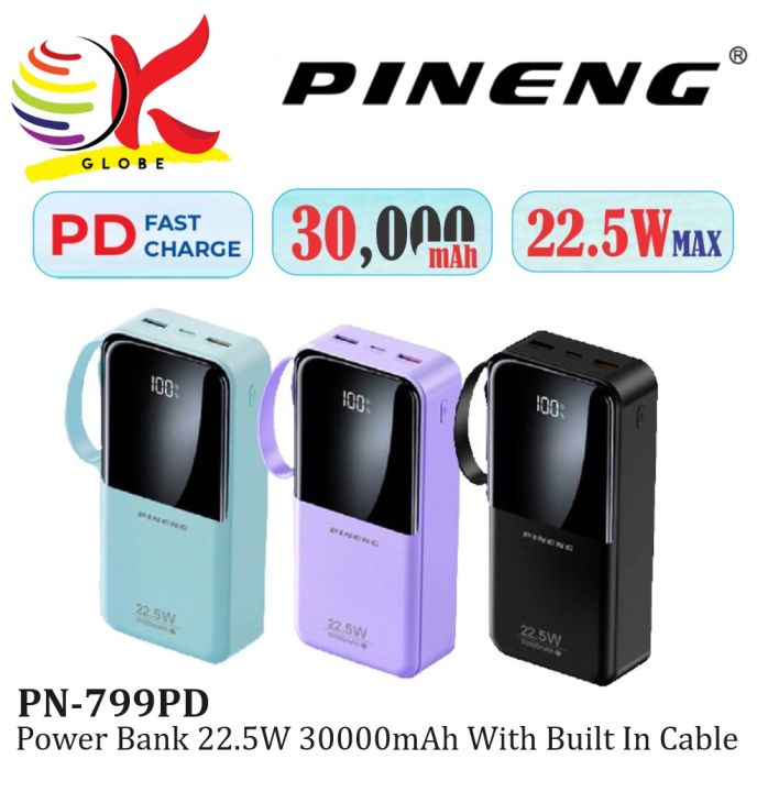 PINENG PN-799PD POWERBANK 30000MAH 22.5W MAX FAST CHARGING WITH 2.4A ...