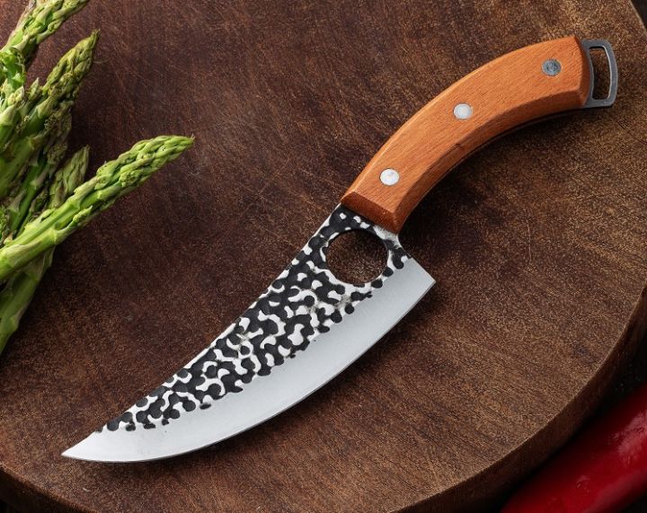 Stainless Steel Hammer Patterned Slaughter Chef's Knife Forging Kitchen ...