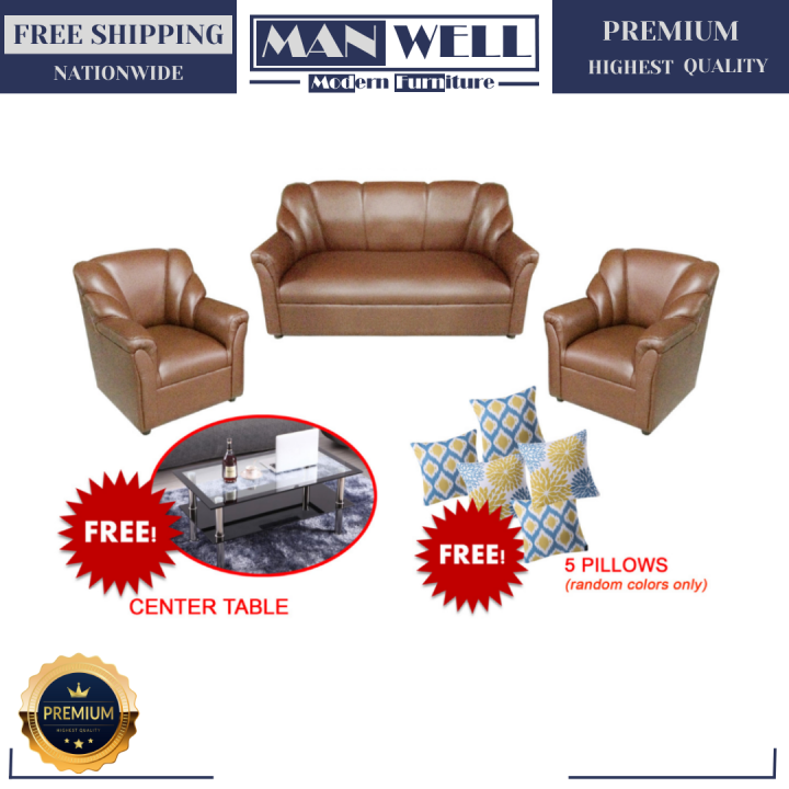 MANWELL - NATHAN SOFA SET w/ CENTER TABLE and 5 PILLOWS | Lazada PH