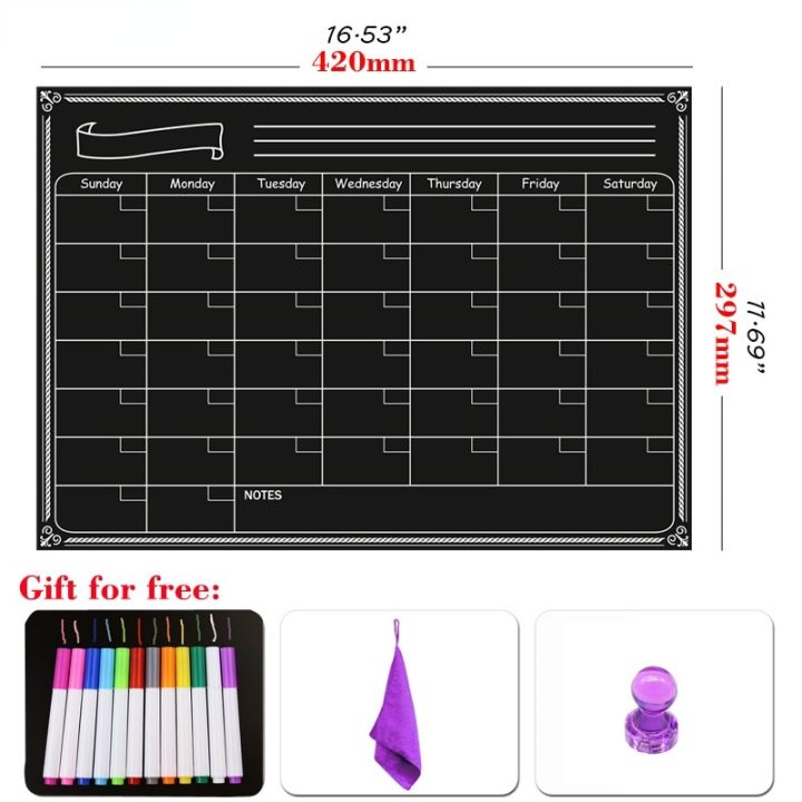 A3 Size Magnetic Blackboard Week Month Planner Calendar Fridge Sticker ...