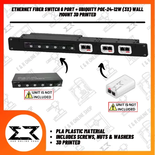 Ethernet Fiber Switch 6 Port + Ubiquity POE-24-12W (3X) Rack Mount Ears ...