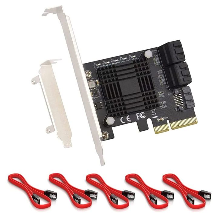 PCIe SATA Card 5 Port, PCI-E to SATA Expansion Card, 6Gbps PCI-E (2X 4X ...