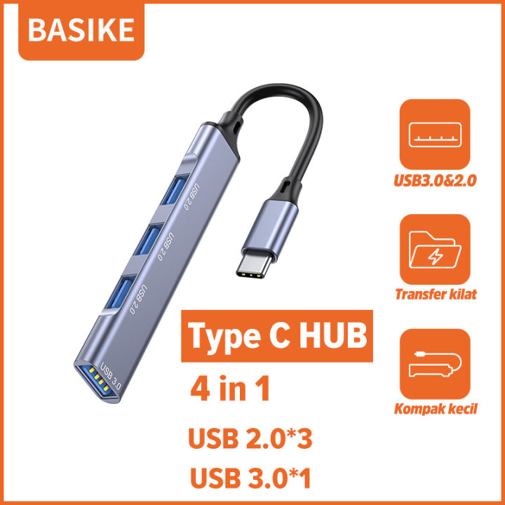 Basike USB/Type C HUB To USB 4 Port Adapter Splitter Desktop Hub Laptop ...