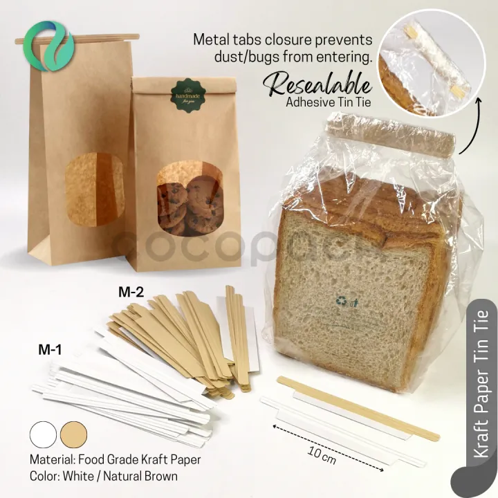 Kraft Paper Resealable Tin Tie Kawat Ikat Dekorasi Plastik Roti 14CM ...