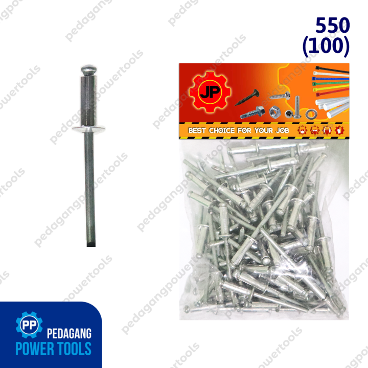 PAKU RIVET 4 X 12.7 MM 550 BLIND RIPET RIFET TEMBAK ALUMINIUM 100 PCS ...