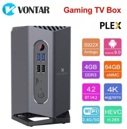 Gaming TV Box A95X MAX PLUS Amlogic S922X Android 9.0 4GB 64GB Dual mimo Wifi 4K 75fps Google ...