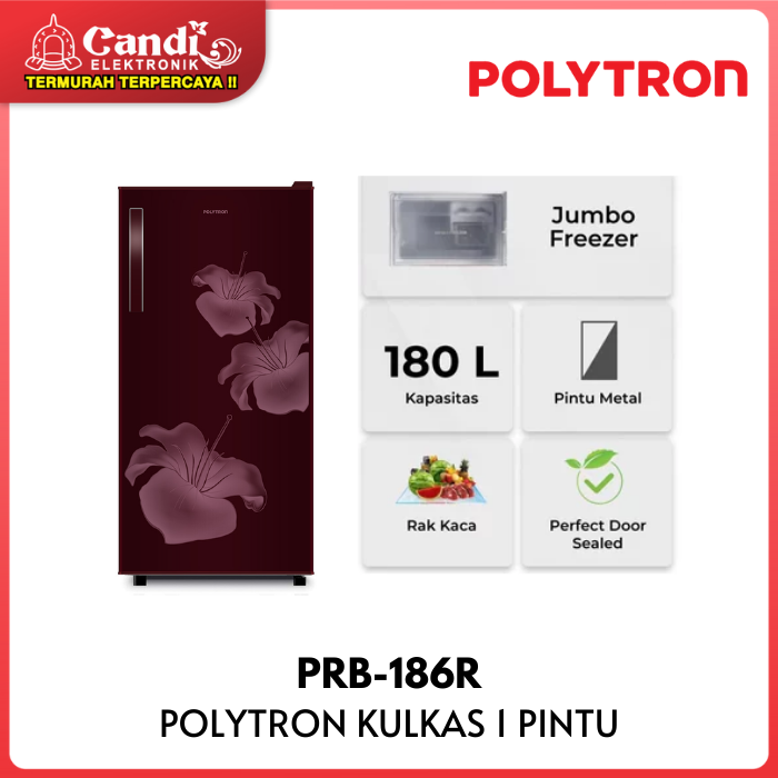 POLYTRON Kulkas 1 Pintu Metallic 180 Liter PRB-186R | Lazada Indonesia