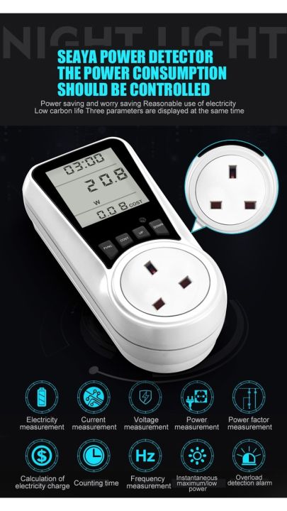 Electricity Usage Monitor Digital Wattmeter Ac Power Meter 220v 240v Energy Meter Socket Power