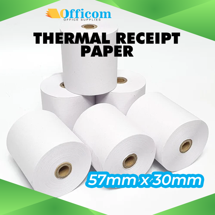 Officom Thermal Receipt Paper 57mm x 30mm for POS Cash Register Thermal ...