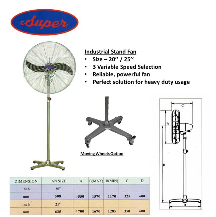 SUPER Industrial Stand Fan (20 & 26 Inch) | Lazada Singapore