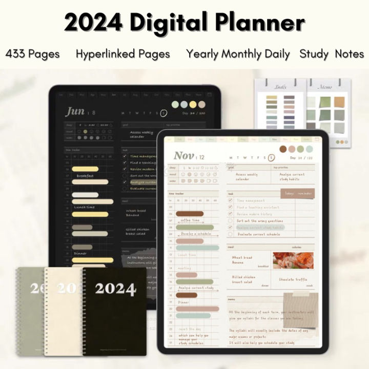 2024 Elegance Digital Planner Hyperlinked Minimalist Simple Yearly ...