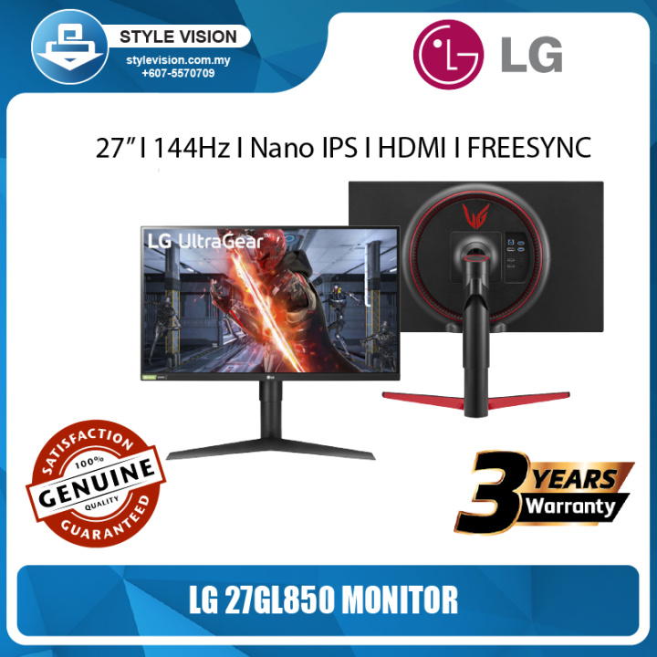 LG 27GL850 27" UltraGear 2K /144Hz /1ms /HDR10/ Nano IPS /G-Sync ...