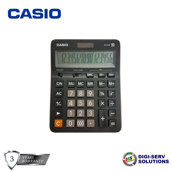 Casio GX-16B Practical Calculator, 16 Digits, Extra Large Display ...