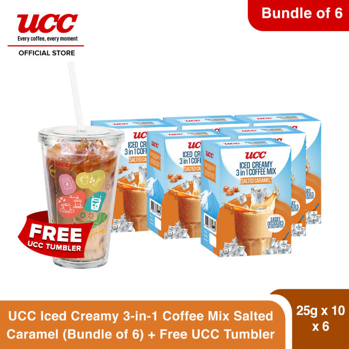 UCC Iced Creamy Salted Caramel 3-in-1 Coffee Mix (Bundle of 6) with Free UCC Tumbler | Lazada PH